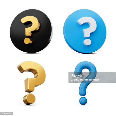 3d 둥근 아이콘이 있는 물음표 기호의 4가지 스타일 흰색 배경 3d 그림 금색에 대한 스톡 사진 및 기타 이미지 금색 물음표 0명 Istock