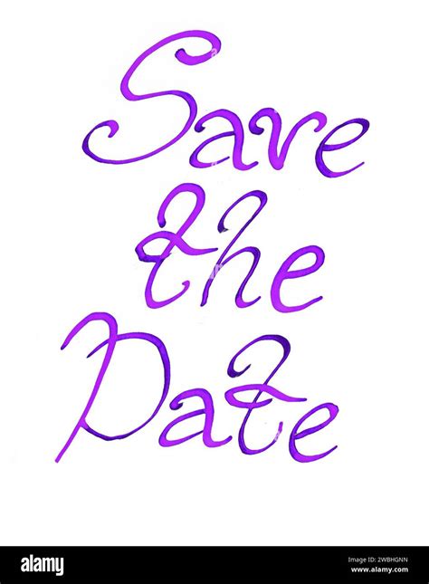 Save The Date Phrase In Blue And Purple Color Gradient Isolated On White Background Wedding