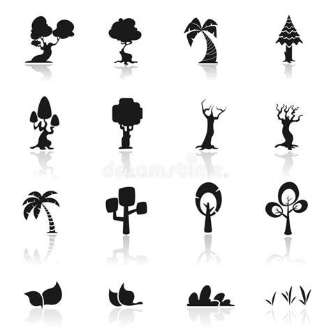 Icon Set Trees Stock Vector Illustration Of Palm Ecology