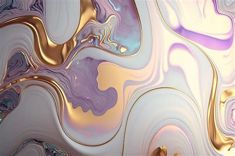 Абстрактный мраморный голографический белый и золотой фон свадебные приглашения Премиум Фото