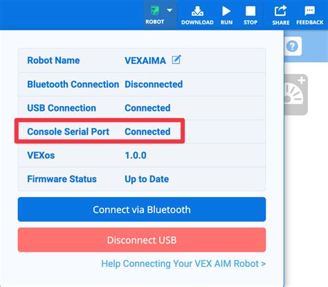 Using The Console In Vexcode Aim Vex Library