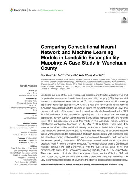 Pdf Comparing Convolutional Neural Network And Machine Learning Models In Landslide
