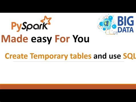 Creating Temp Tables In Pyspark SQL In Pyspark Spark Pyspark Tutorial Pyspark Course