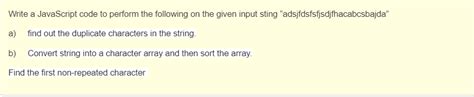 Solved Write A Javascript Code To Perform The Following On