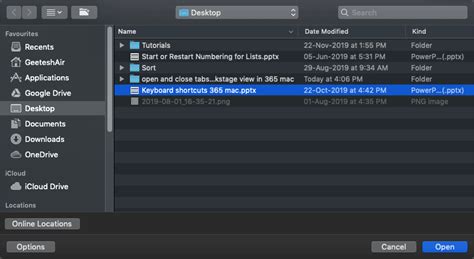 Open And Close Tabs Of Backstage View In Powerpoint 365 For Mac
