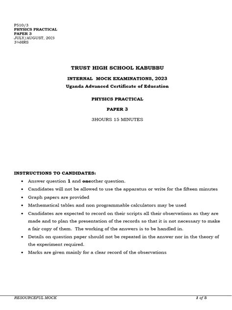 S6 Physics Paper 3 Pdf Pendulum Metrology