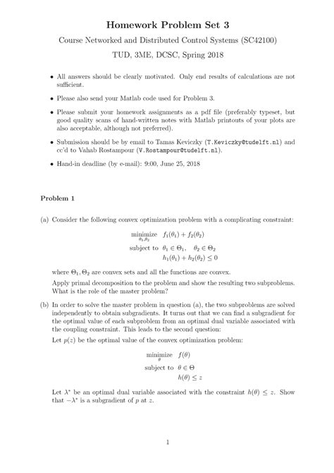 Problem Set 3 Homework Homework Problem Set 3 Course Networked And