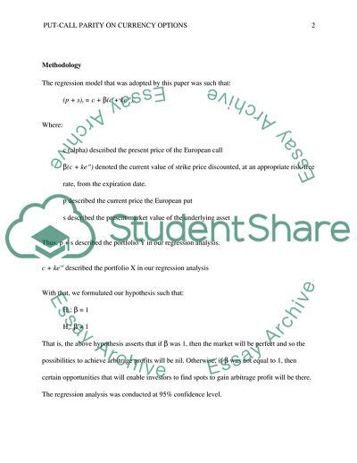 Put Call Parity On Currency Options Research Paper 1