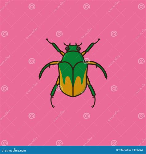 June Bug Or June Beetle Vector Illustration Stock Vector Illustration Of June Nitida 183763563