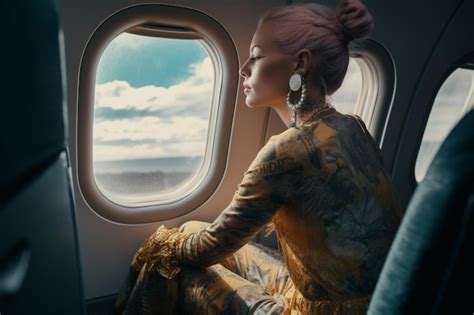 Premium Ai Image A View From The Window Of An Airplane Flying Over The Ground View Over An