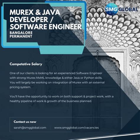 Smg Global Ltd On Linkedin Murex And Java Developer Bangalore