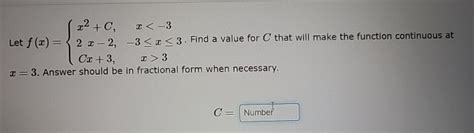 Solved Let F X X C X Find A Value Chegg Com