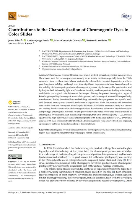 Pdf Contributions To The Characterization Of Chromogenic Dyes In