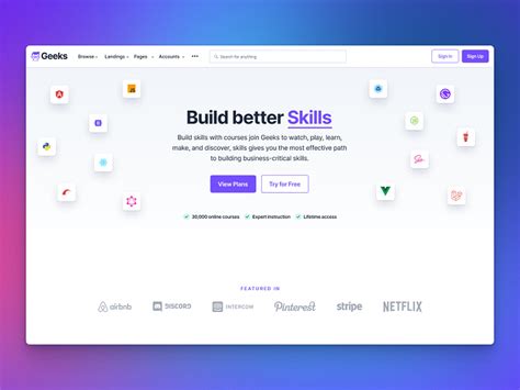 Geeks Ui Web Site Design Landing Page Home Page E Learning By