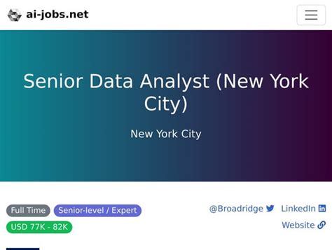 [hiring] senior data analyst new york city in new york city r ai ml jobs
