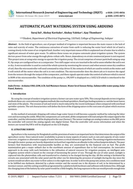 Irjet Automatic Plant Watering System Using Arduino Pdf