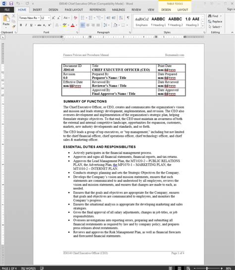 Chief Executive Officer Job Description Gotilo