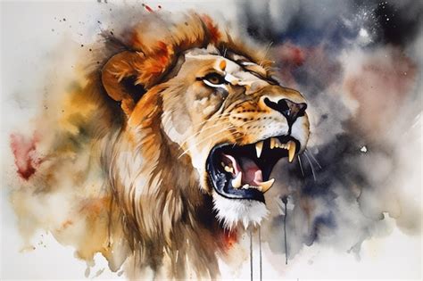 검은 배경에 얼굴에 흰색 줄무늬가 있는 사자의 얼굴을 그린 그림 프리미엄 사진