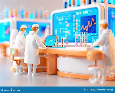 Advanced Biotech Lab Analyzing Genomic Sequencing Data Researchers Examining Dna Structures On