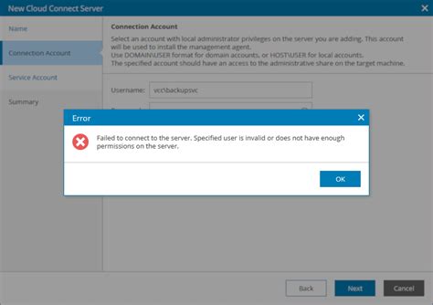 KB Unable To Connect Veeam Service Provider Console To Veeam Cloud Connect Server Using A