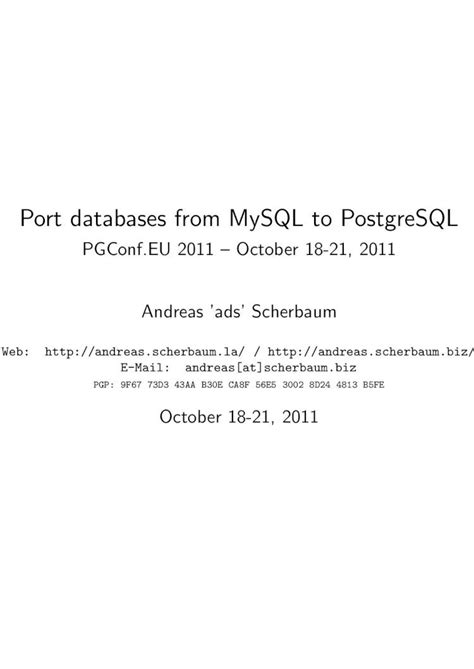 Pdf Port Databases From Mysql To Postgresql Dokumentips