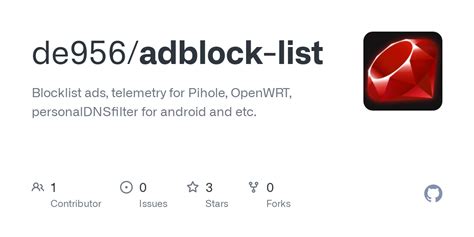 Github De956adblock List Blocklist Ads Telemetry For Pihole