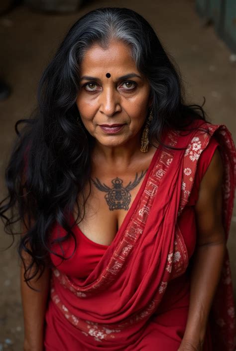 Indian 90 Years Very Old Village Grandma Tantrik Black Bindi Seaart Ai