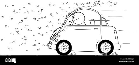 Stick Figure Driving Car