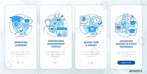 Learning Management System Benefits Blue Onboarding Mobile App Screen Stock Vector 5742015