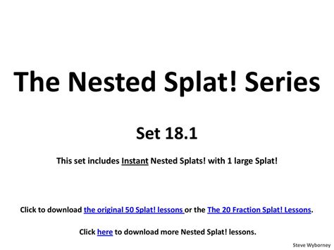 The Nested Splat Series Ppt Download