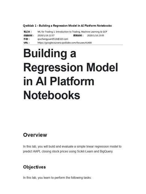 Qwiklab 1 Lab Manual Pdf Regression Analysis Command Line Interface