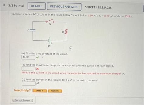 Solved Consider A Series RC Circuit As In The Figure Below Chegg Com