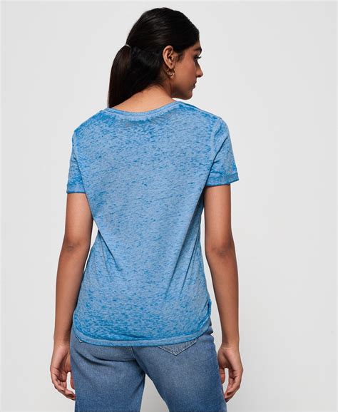 Womens Burnout Vee T Shirt In 70s Blue Superdry Us