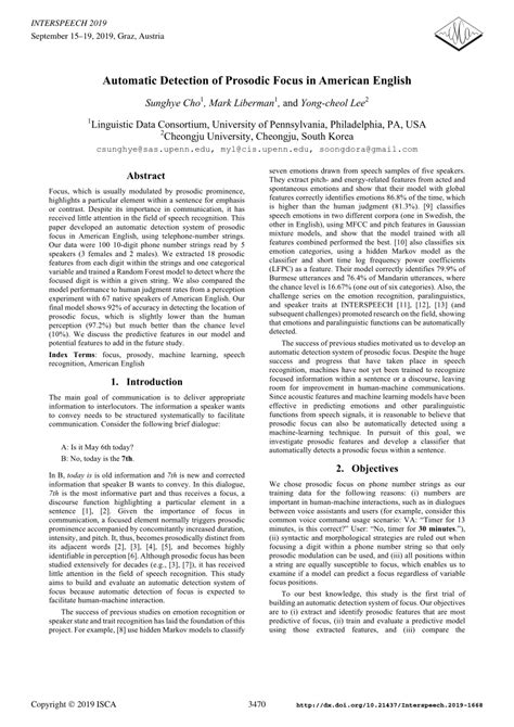 Pdf Automatic Detection Of Prosodic Focus In American English
