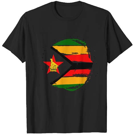 Round Grunge Zimbabwe Flag T Shirt Sold By Islam Khalil Sku 7881963