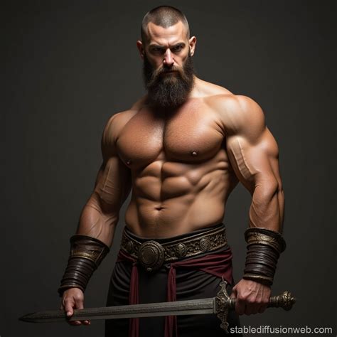 Muscular Man With Sword Stable Diffusion Online