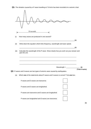 Aqa Gcse Physics P12 07 Seismic Waves Teaching Resources