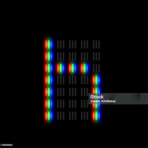 광채 빨간색 녹색파란색 픽셀 벡터 일러스트와 Rgb 픽셀 글꼴 문자 0명에 대한 스톡 벡터 아트 및 기타 이미지 0명 3