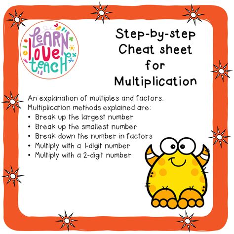 Cheat Sheet For Multiplication • Teacha