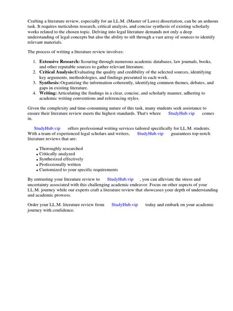 Llm Literature Review Example Pdf Literature Review Thesis
