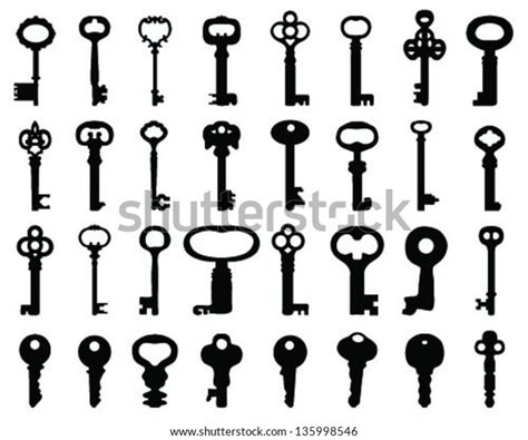 Silhouettes Set Keys 5vector Stock Vector Royalty Free 135998546