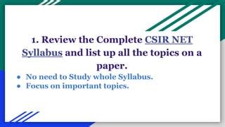 Crack CSIR UGC NET Chemical Science Study Plan PPT