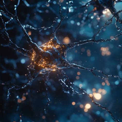 Glowing Synaptic Connections In Neural Network Highlighted Against Blue