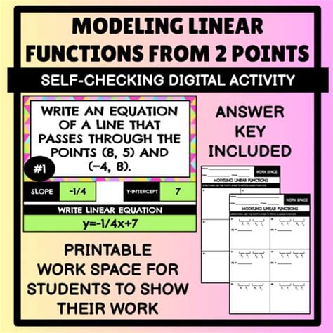 Modeling Linear Functions From Two Points Digital Activity Tpt