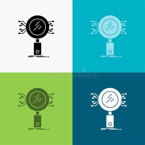 Analysis Search Information Research Security Icon Over Various Background Glyph Style