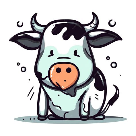 Иллюстрация милого мультфильма Корова Векторная иллюстрация Премиум Ai сгенерированный вектор