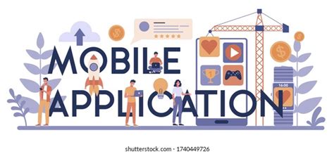Mobile Application Typographic Header Concept Modern Stock Vector Royalty Free 1740449726