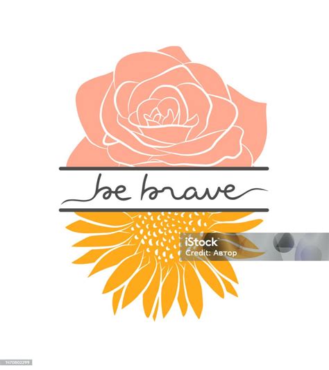 용감한 동기 부여 인용문 손으로 그린 글자 티셔츠 꽃 무늬 프린트 템플릿이 되십시오 정신 건강에 대한 스톡 벡터 아트 및 기타 이미지 정신 건강 용기 개념 T 셔츠