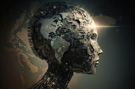 세계를 지배하는 인공지능의 개념 휴머노이드 인공지능 Ai 프리미엄 사진
