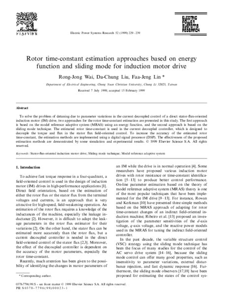 Pdf Rotor Time Constant Estimation Approaches Based On Energy Function And Sliding Mode For